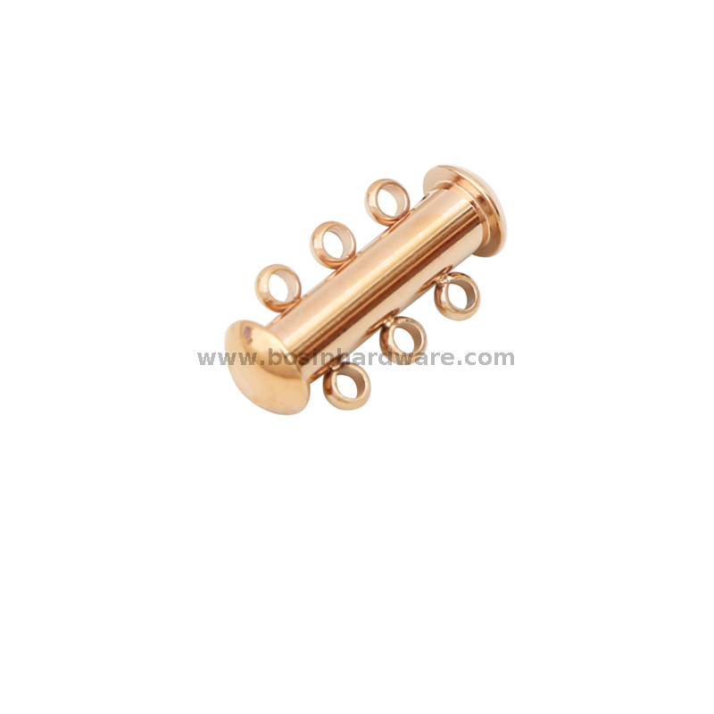 DIY Necklace 3 Strand Stainless Steel Tube Slide Lock Jewelry Clasp ...